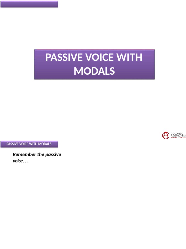 Passive Voice with Modals Explained | PDF | Verb | Grammatical Conjugation