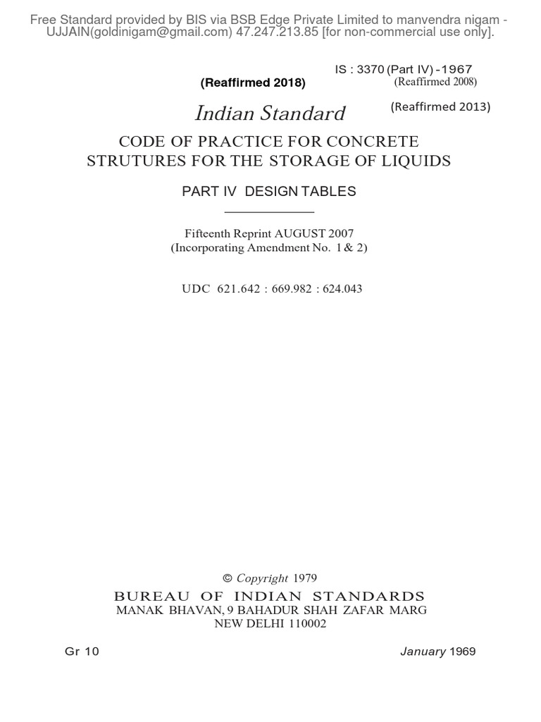 Indian Standard: Code of Practice For Concrete Strutures For The ...