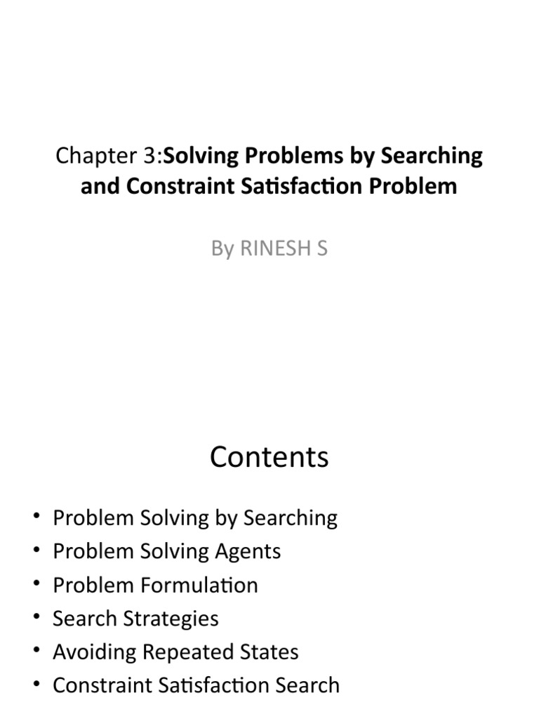 Chapter3 Solving Problems By Searching And Constraint Satisfaction Problem Pdf Goal