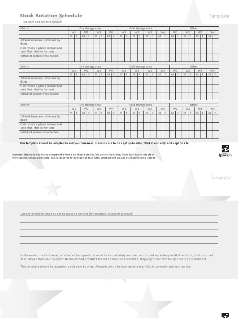 Stock Rotation Schedule Template | PDF | Foods | Food And Drink