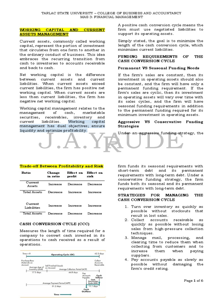 3 Working Capital and Current Assets Management | PDF | Working Capital | Discounting