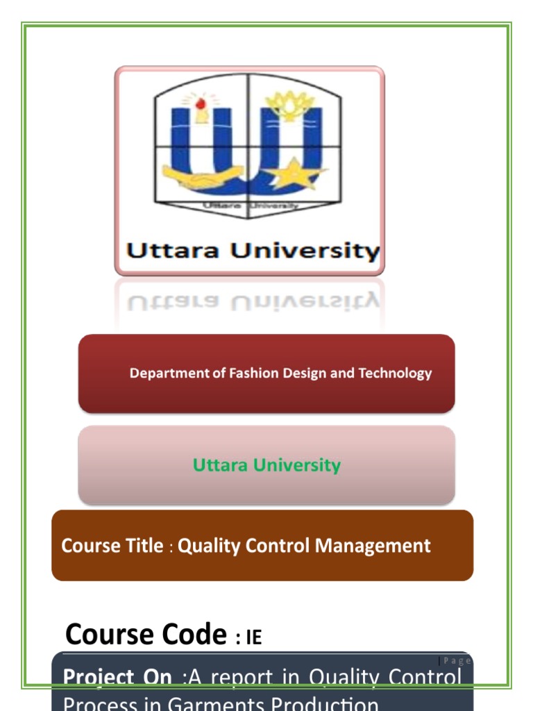 QCM - Report On Garments Quality Control Management by Satex | PDF