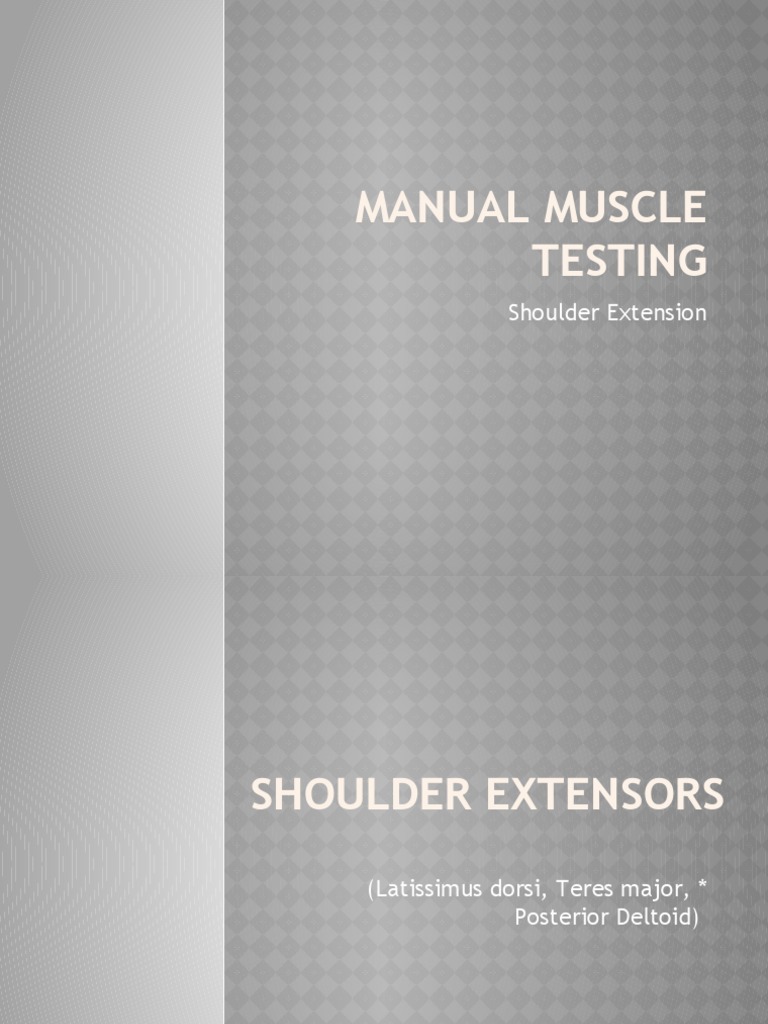 Manual Muscle Testing: Shoulder Extension | PDF | Science & Mathematics