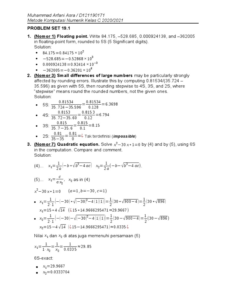 Tugas Metode Komputasi Numerik Pdf Mathematics Of Computing