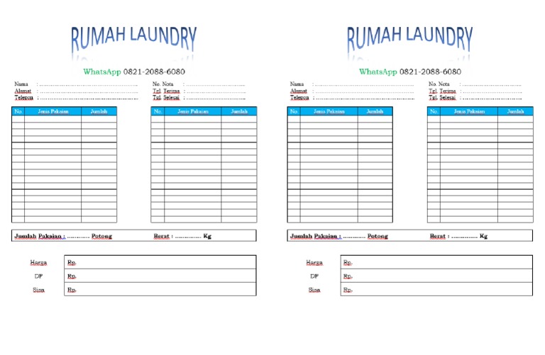 Nota Laundry | PDF