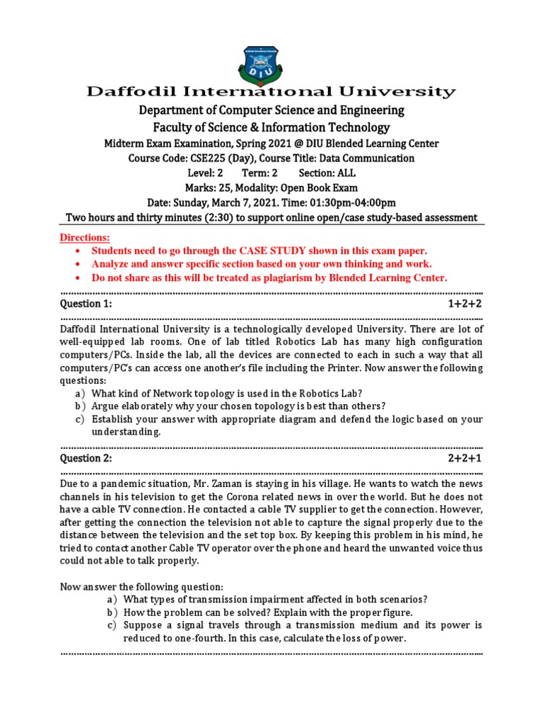 CSE-225 Midterm Question-Spring 2021 | PDF | Computing | Information ...