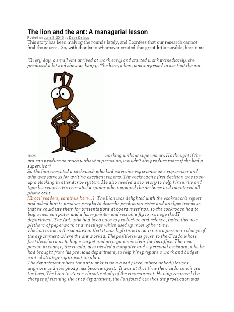 The Lion and The Ant | PDF