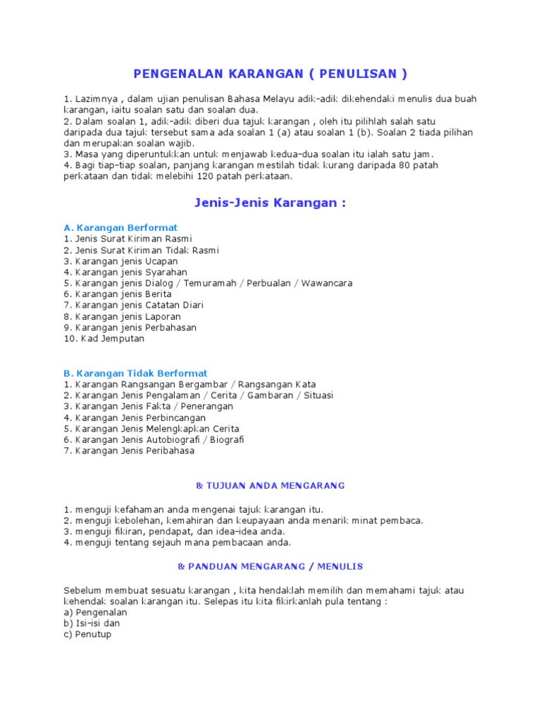PENGENALAN KARANGAN Berformat | PDF