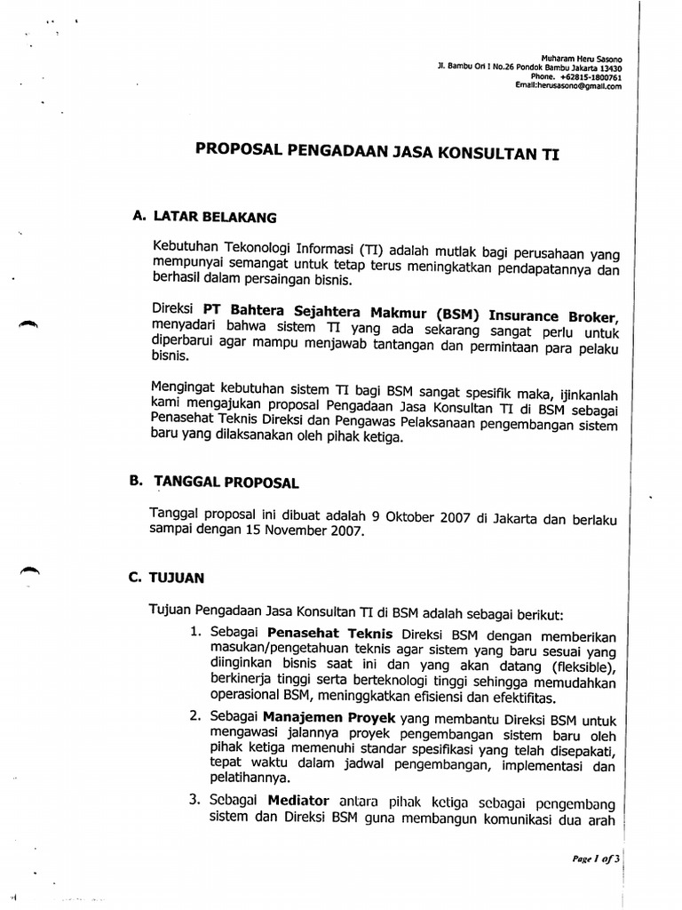 Proposal Konsultan TI untuk BSM | PDF