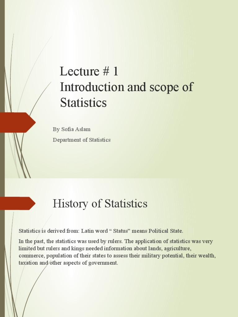 Lecture # 1 Introduction and Scope of Statistics | PDF | Statistical ...