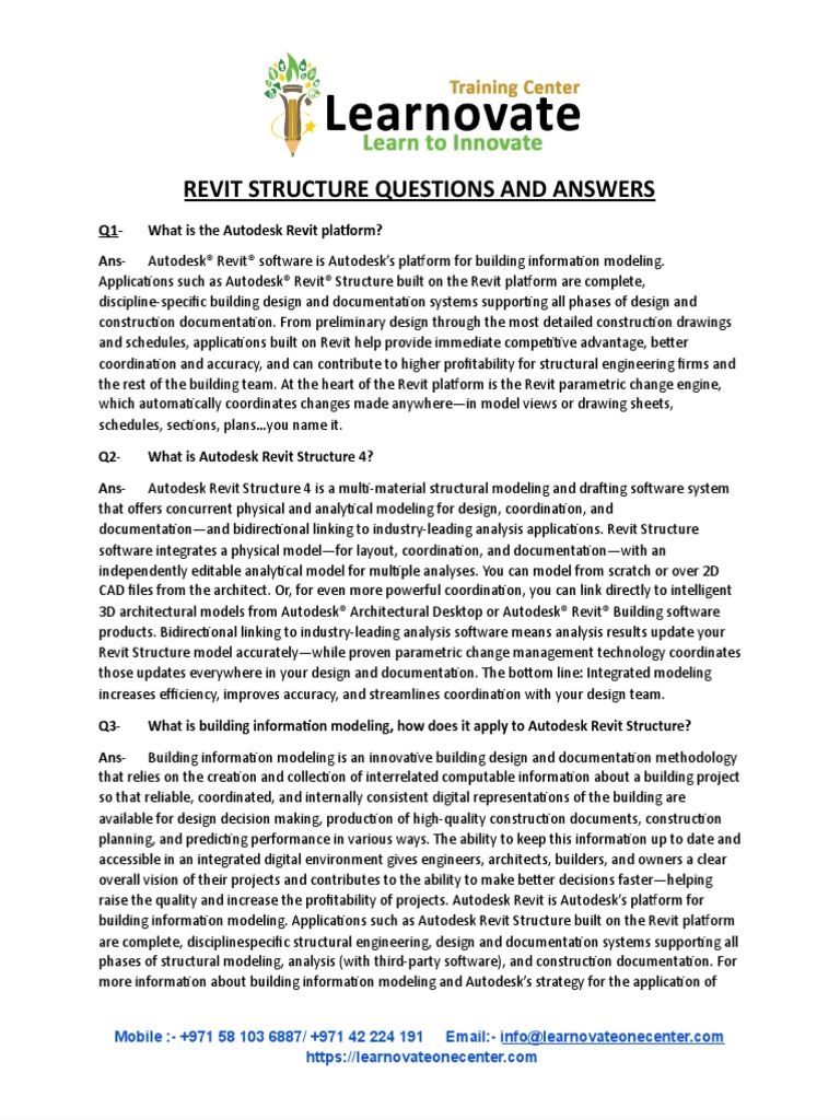 Revit Structure Questions and Answers | PDF