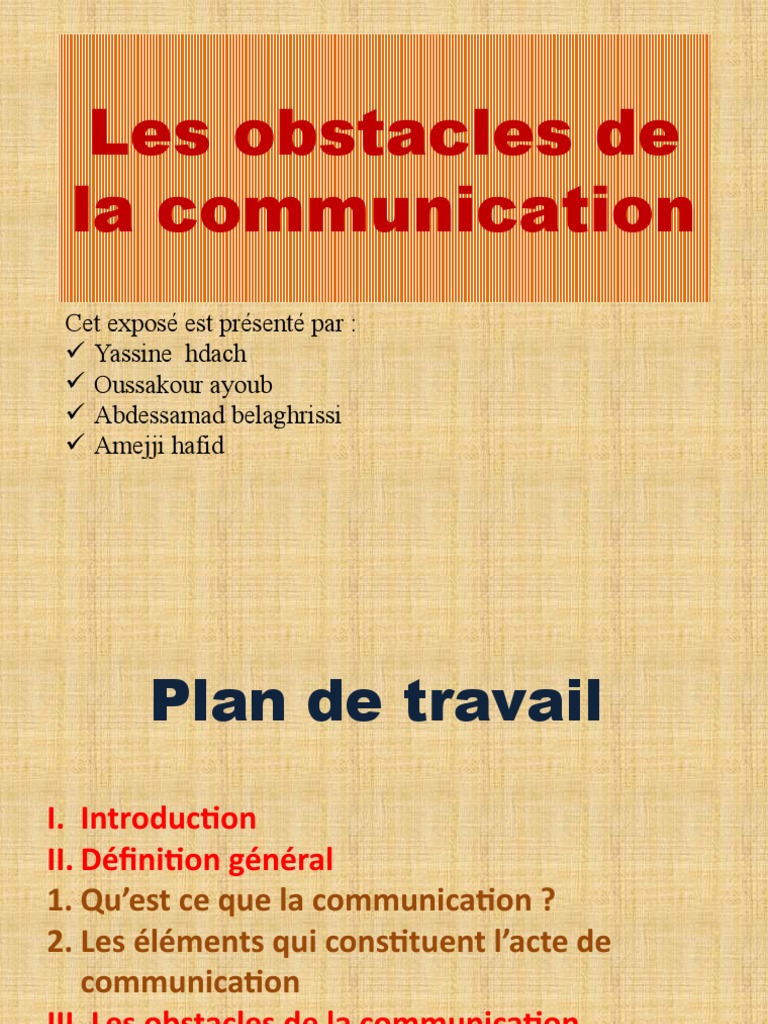 Les Obstacles de La Communication | PDF | la communication | Concept de ...