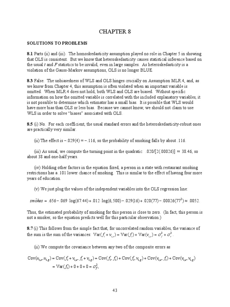 Chapter8 - Solution Manual | Download Free PDF | Ordinary Least Squares | Heteroscedasticity