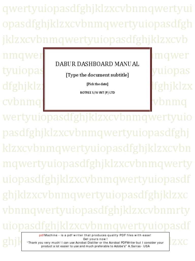 Dabur Dashboard User Manual Guide | PDF | Grocery Store | Computing