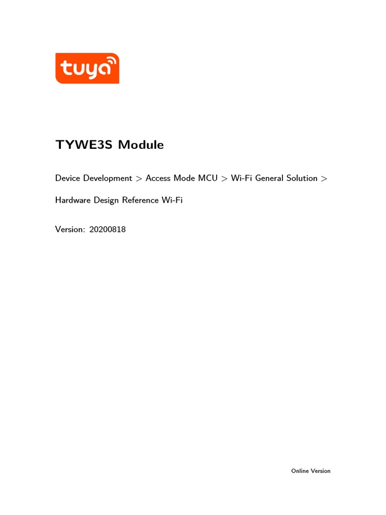 TYWE3S Wi-Fi Module Design Guide | PDF | Microcontroller | Computer ...