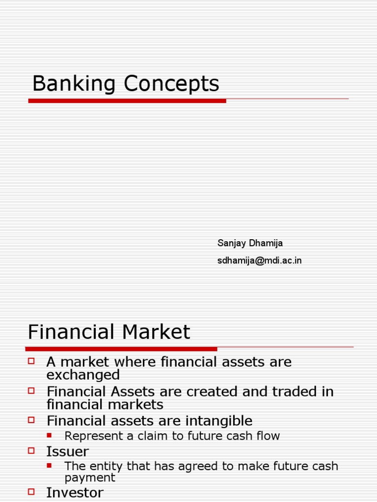 Banking Concepts: Sanjay Dhamija Sdhamija@mdi - Ac.in | PDF | Banks | U ...