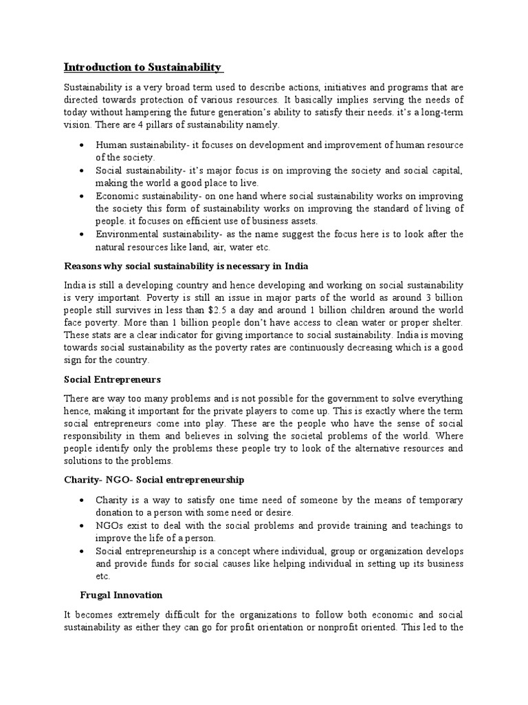 Understanding Sustainability's Four Pillars | PDF | Social ...