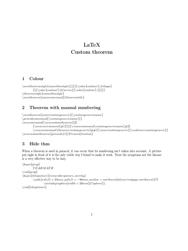 Custom Theorem Styles in LaTeX | PDF | Teaching Methods & Materials ...