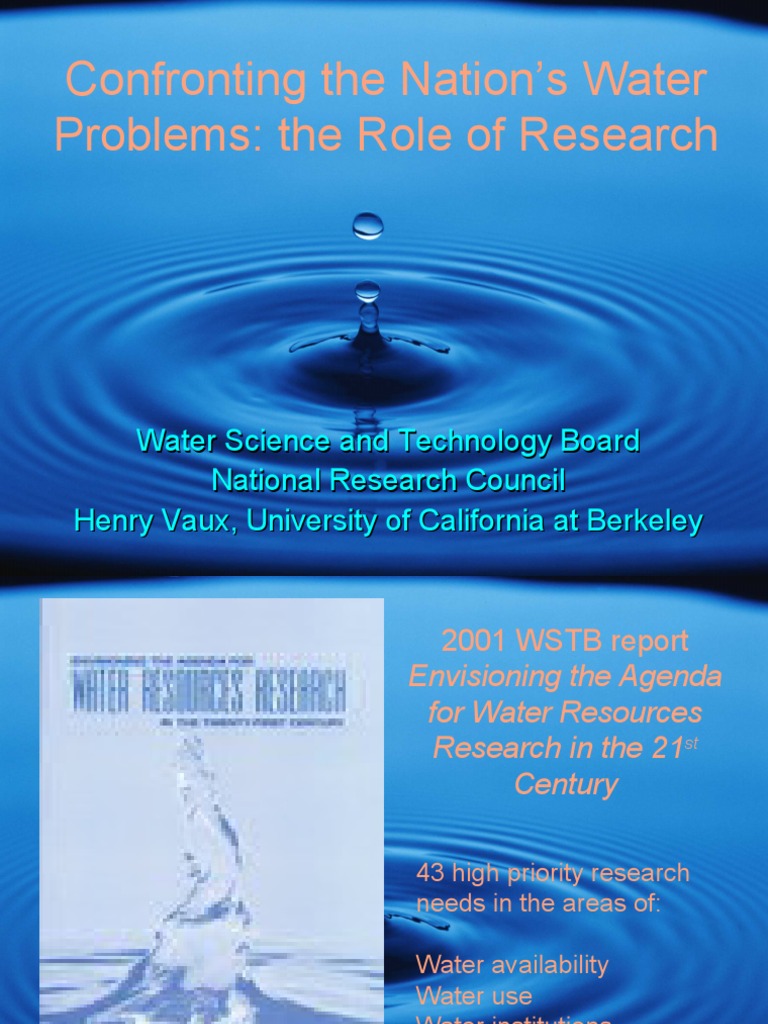 Confronting The Nation's Water Problems: The Role of Research | PDF ...