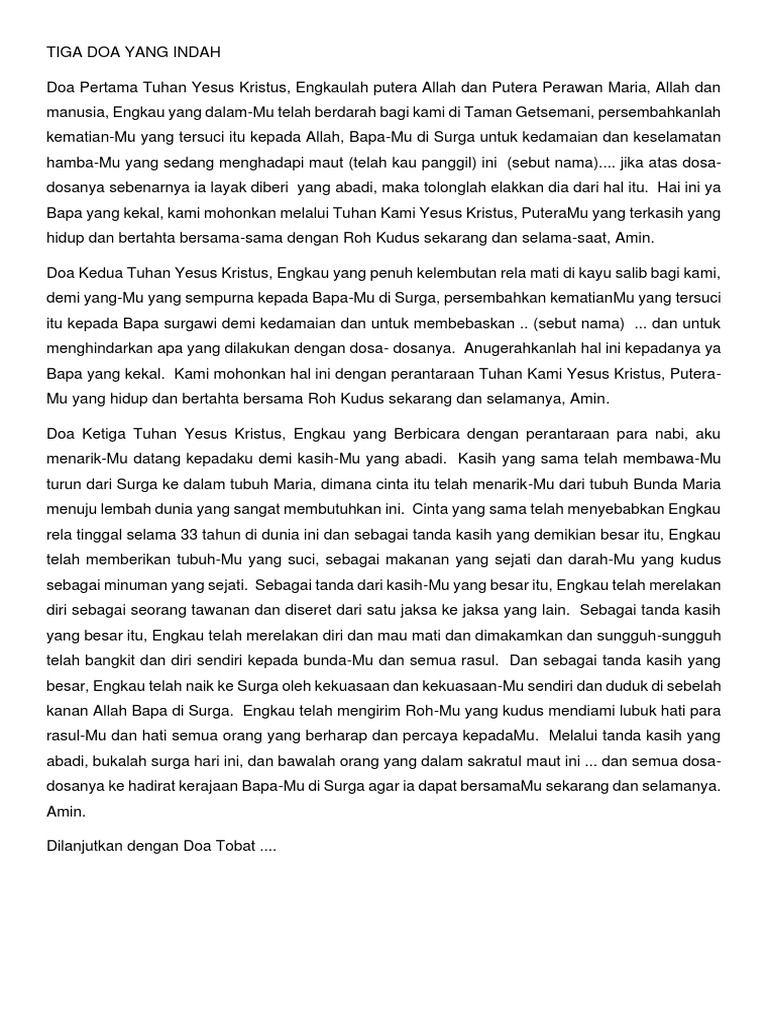 Tiga Doa Indah untuk Keselamatan | PDF