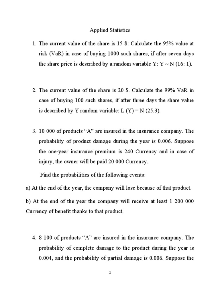 Applied Statistics | PDF | Insurance | Variance