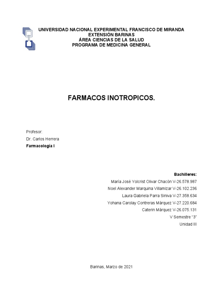 Fármacos Inotrópicos Positivos | PDF | Insuficiencia cardíaca | Corazón
