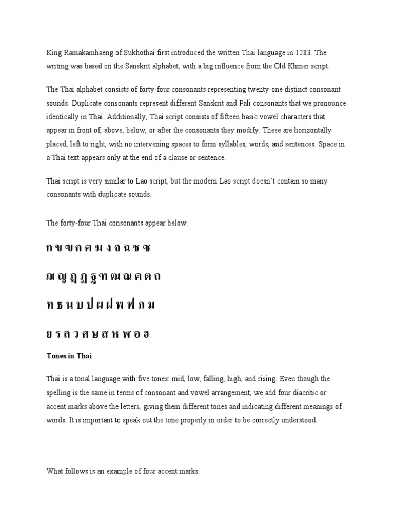 Tones in Thai | PDF | Thai Language | Tone (Linguistics)