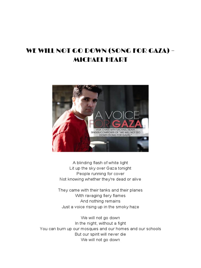 We Will Not Go Down (Song For Gaza) - Michael Heart | PDF