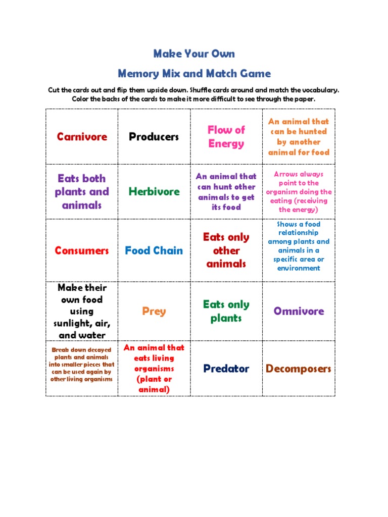 Make Your Own Memory Match Game | PDF | Science & Mathematics