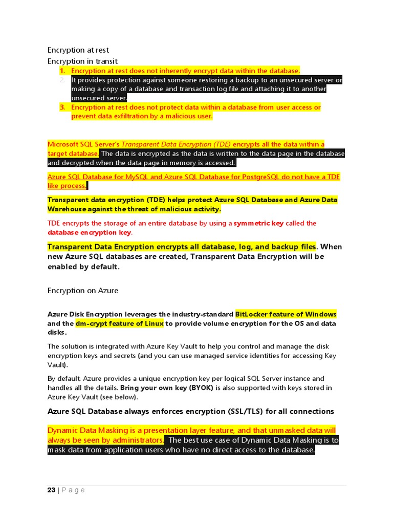 Encryption at Rest Encryption in Transit: Azure SQL Database Always ...