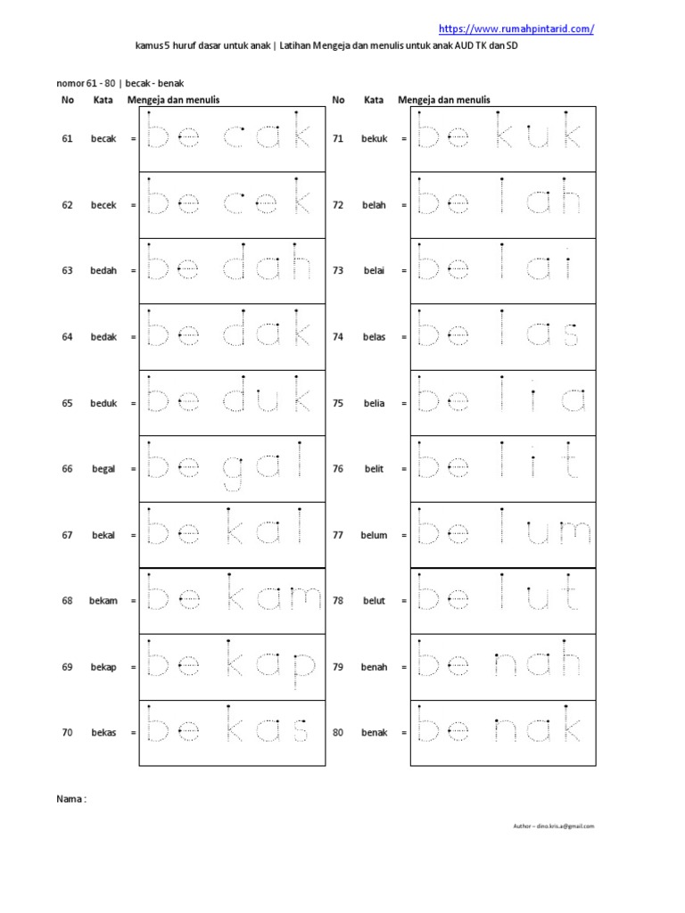 Lembar Latihan Menulis Untuk Anak 4 | PDF