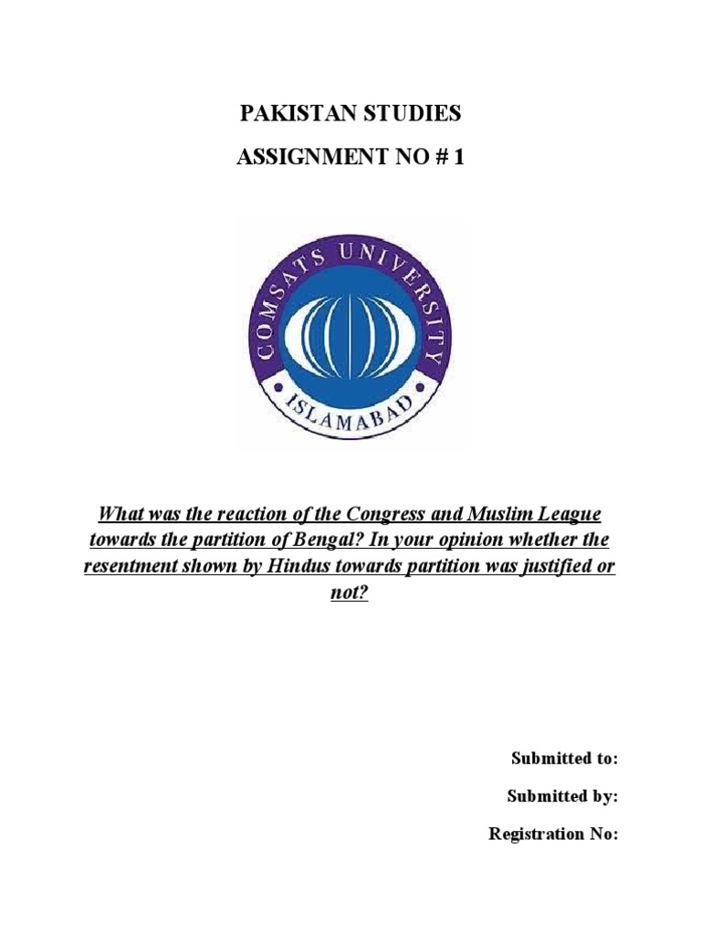 Pak - Studies Assignment #1 | PDF | Bengal | British Raj