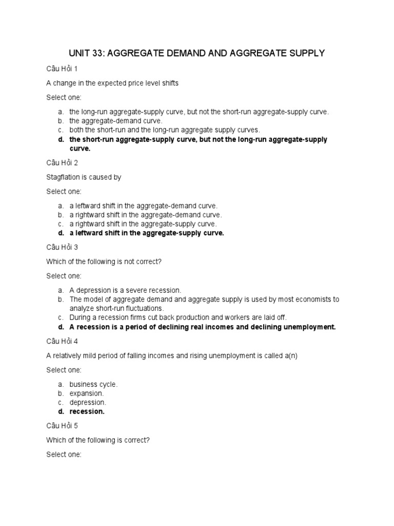 Unit 33: Aggregate Demand and Aggregate Supply | Download Free PDF ...