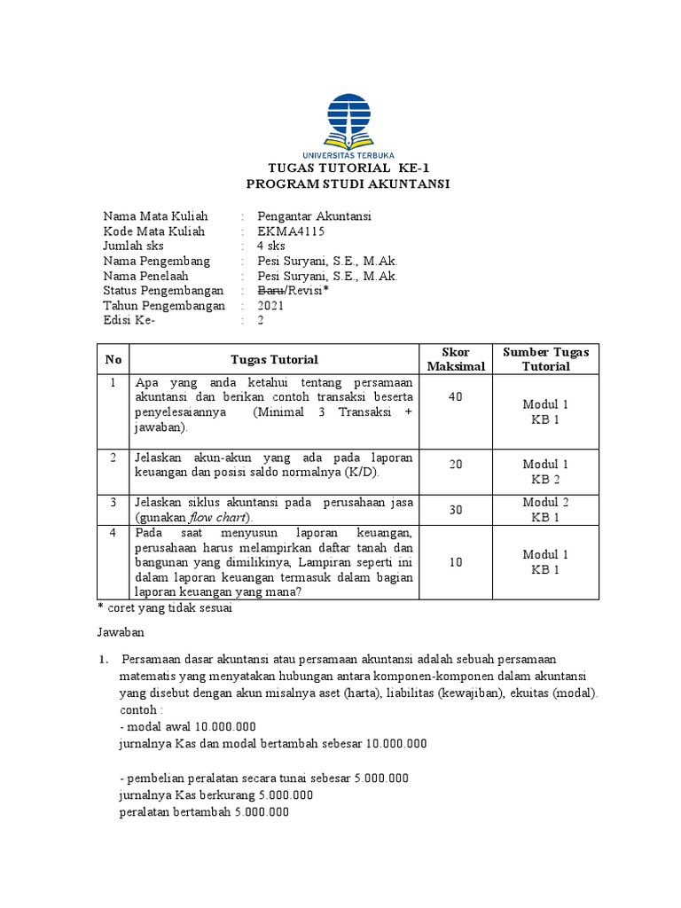 Tugas 1 Pengantar Akuntansi | PDF