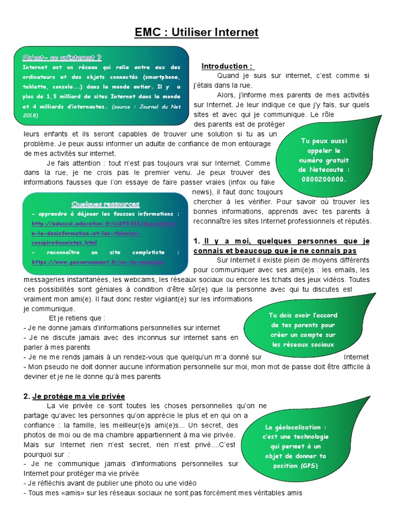 EMC CM2 Leçon - D'après Le DVD - Permis Internet | PDF ...