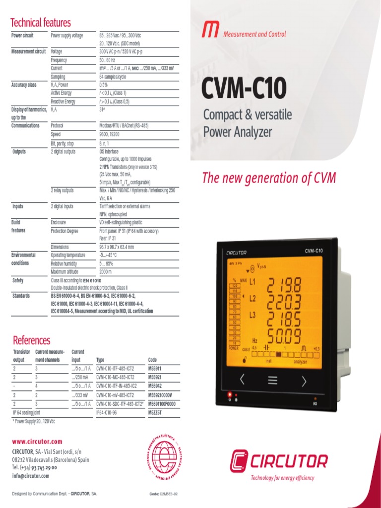 CVM-C10: Compact & Versatile Power Analyzer | Download Free PDF | Power ...