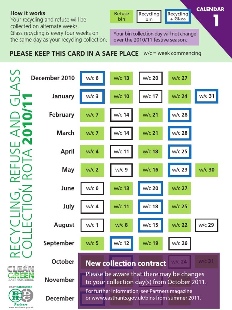 2010/11 East Hants Bin Collection Schedule | PDF | Home & Garden