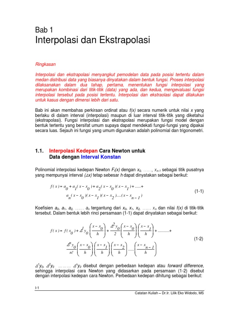 Interpolasi dan Ekstrapolasi Data | PDF