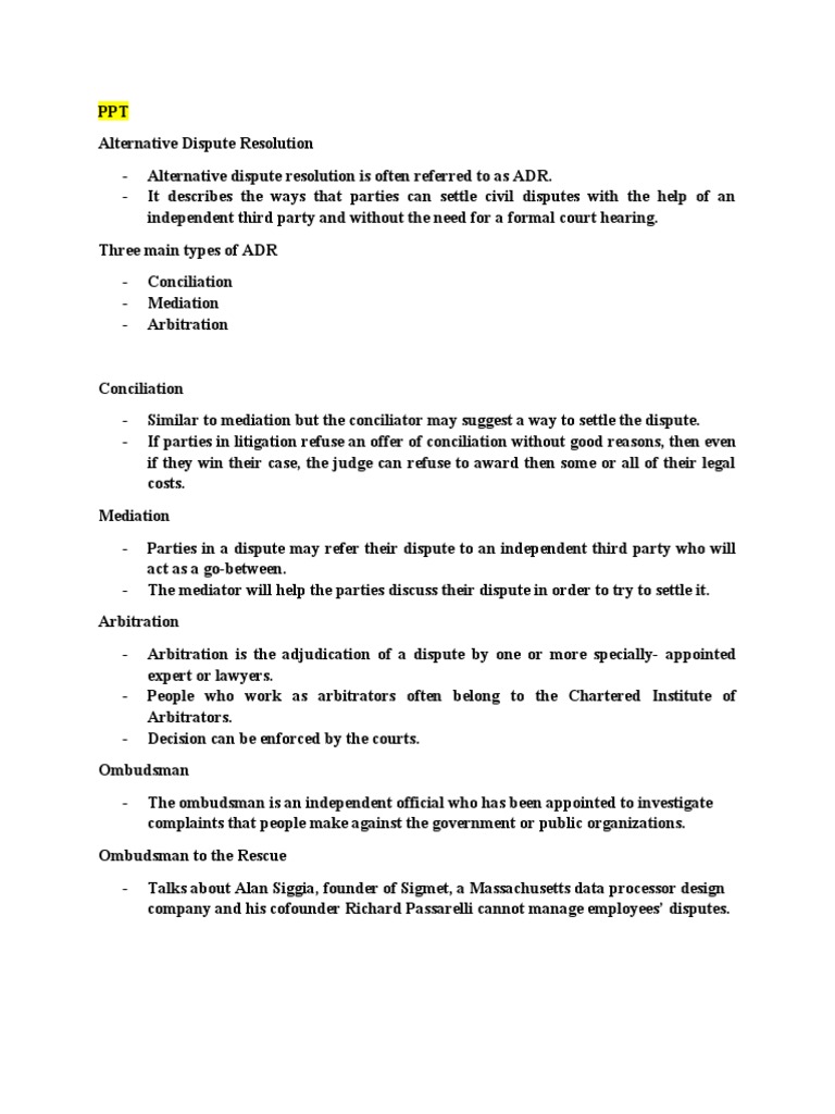 Adr PPT - Explanations | Download Free PDF | Alternative Dispute ...