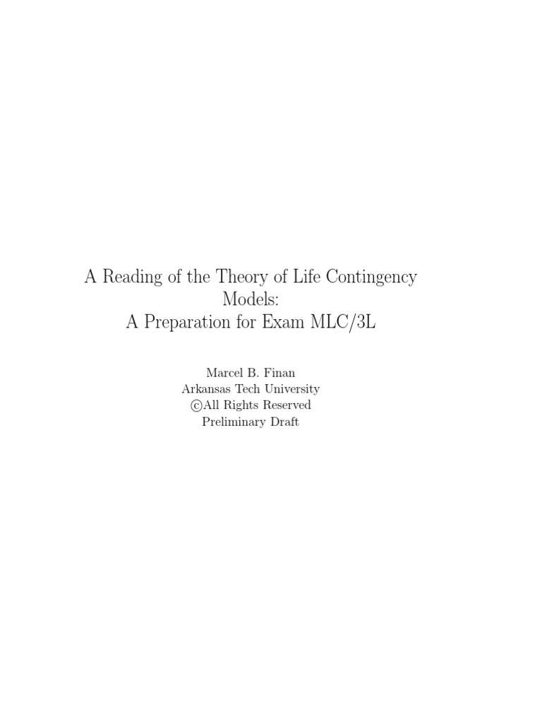 A Reading of The Theory of Life Contingency Models: A Preparation For ...