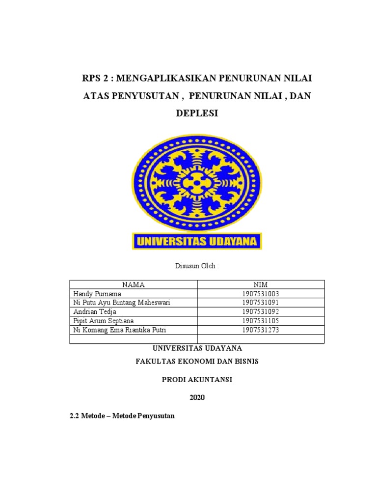 Rps 2: Mengaplikasikan Penurunan Nilai Atas Penyusutan, Penurunan Nilai, Dan Deplesi | PDF | Bisnis