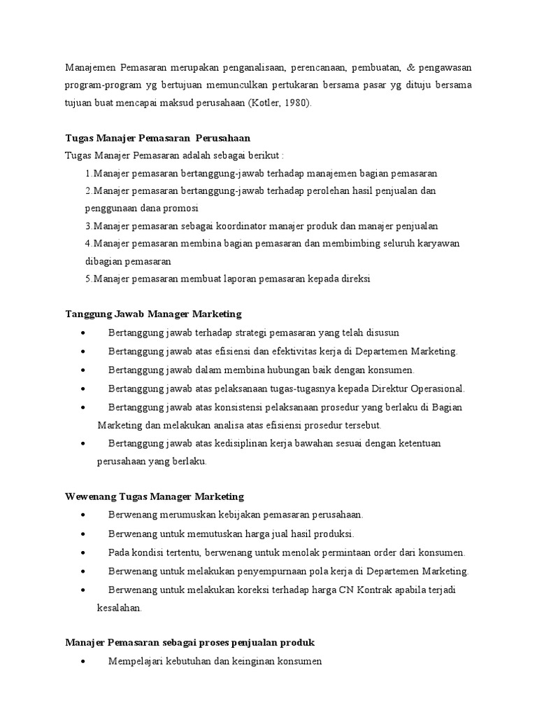 Manajemen Pemasaran | PDF | Karier & Perkembangan