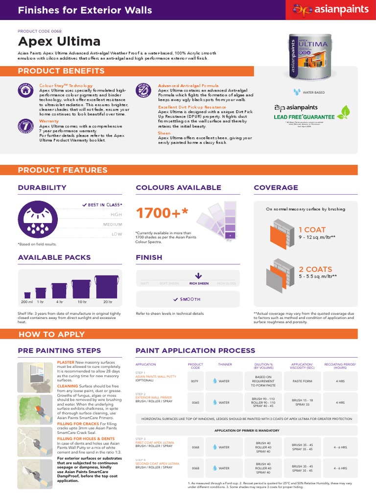Apex Ultima: Product Benefits | PDF | Paint | Acrylic Paint