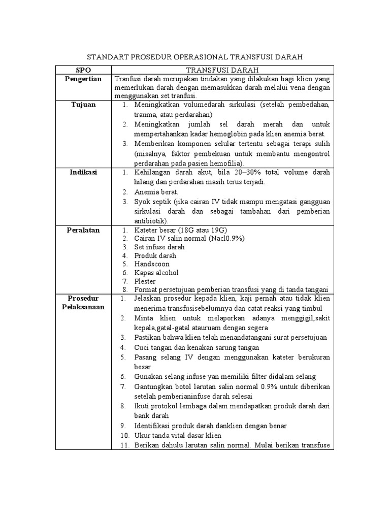 02-2030005-Afni Pravita Bunga S.kep-SPO Transfusi Darah | PDF