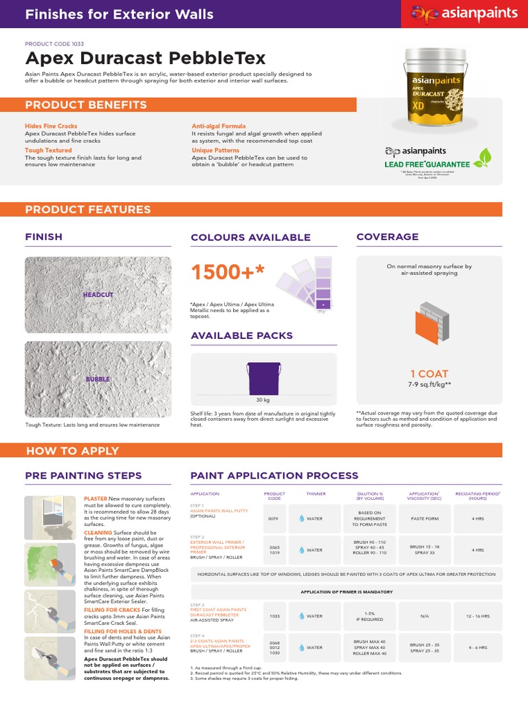 Apex Duracast Pebbletex TDS | PDF | Paint | Masonry