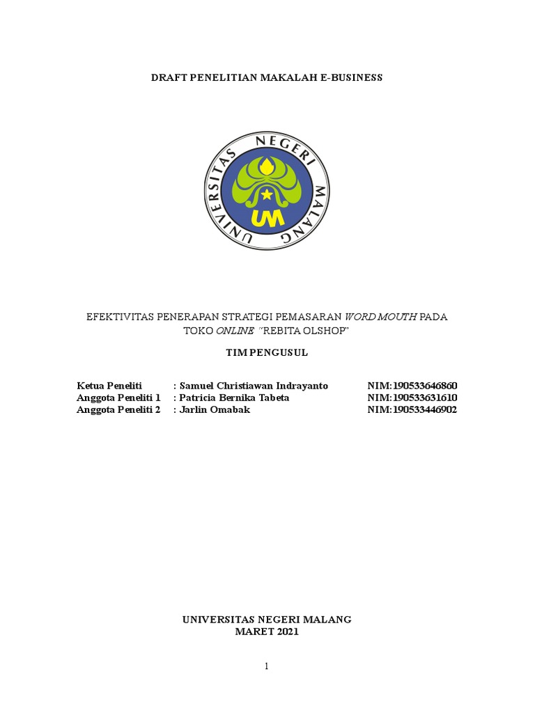 Template Tugas Draft Riset | PDF