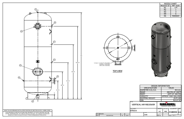 Nozzle Chart Nozzle Id NPT Size N1 1/4 N2 1 N3 3 N4 6 N5 Manway | PDF