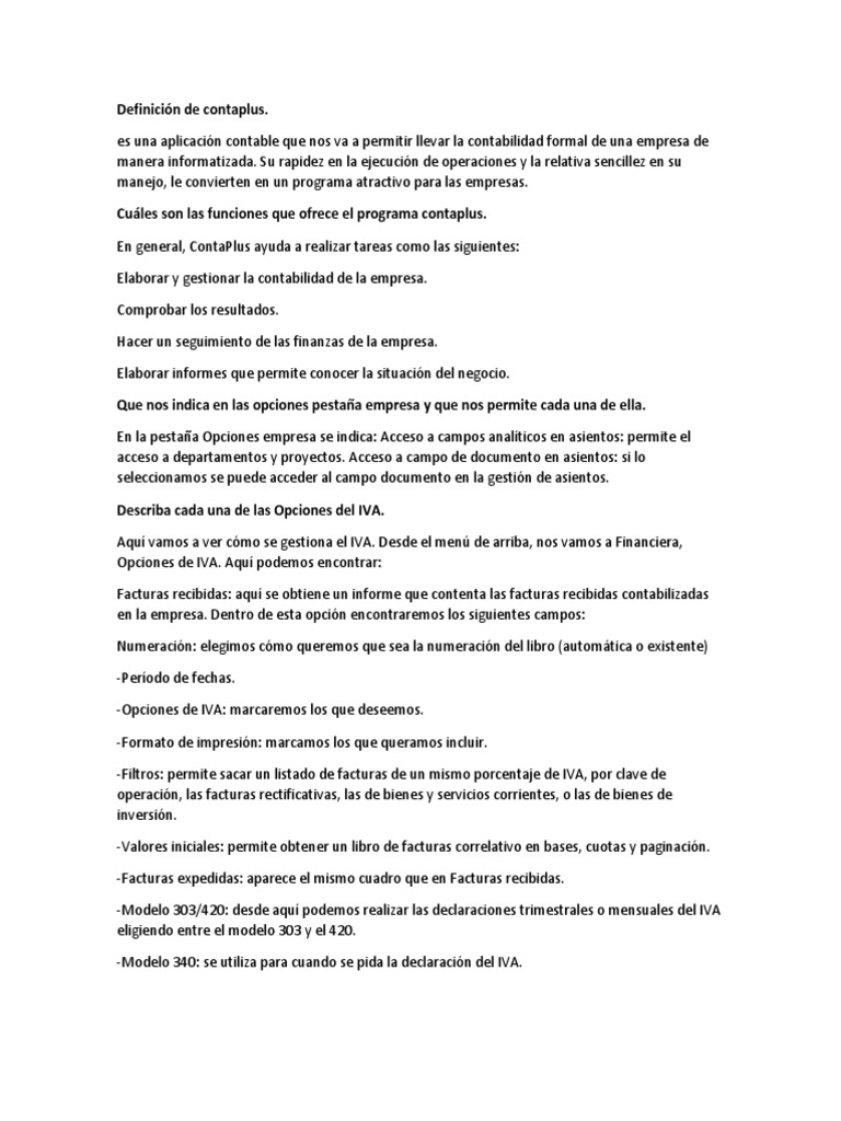 Definición de Contaplus | PDF | Empresas | Contabilidad