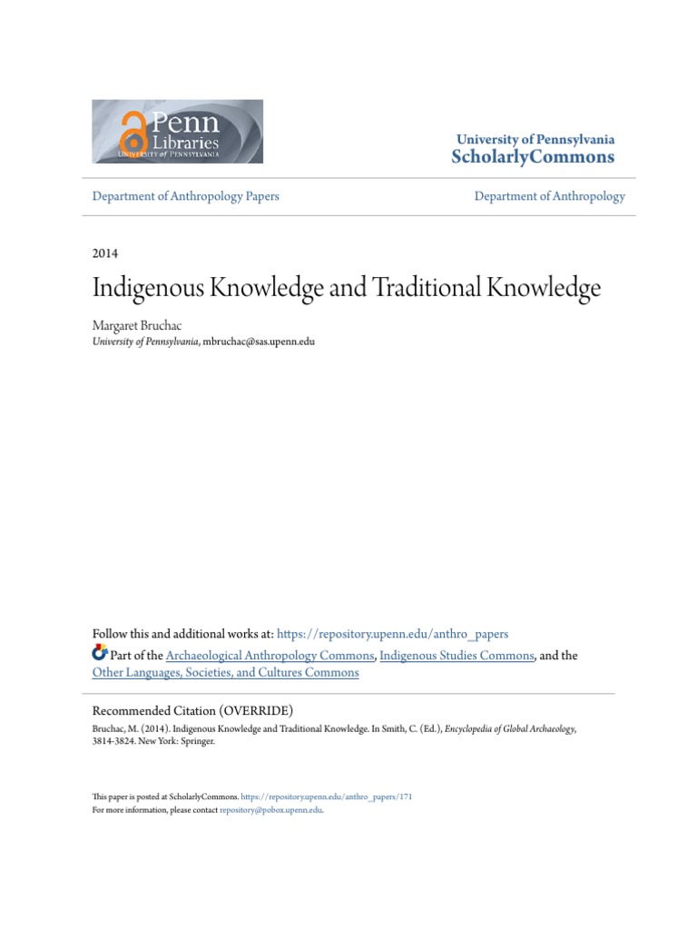IK Indigenous Knowledge and Traditional Knowledge | PDF | Traditional Knowledge | Archaeology