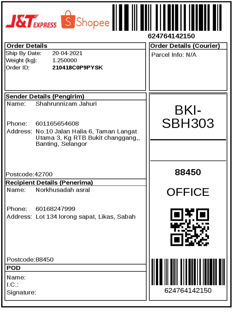 Air Waybill.J&T Express - 1 | PDF